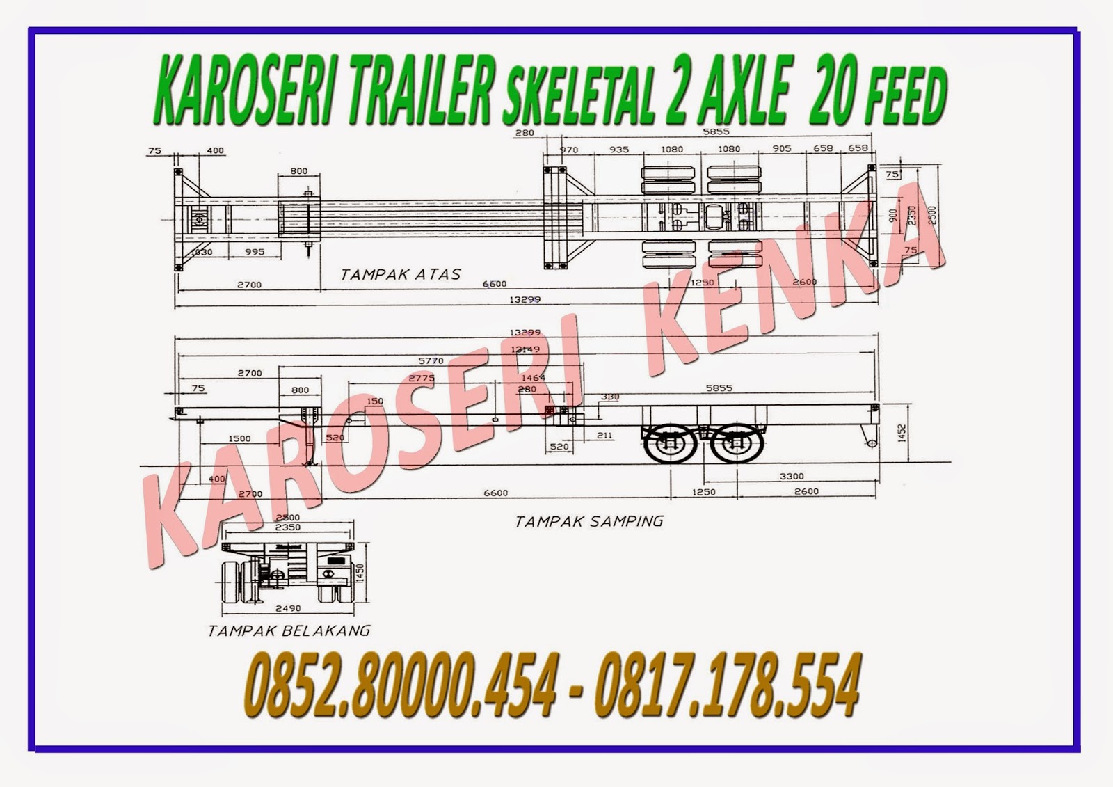 DIMENSI UKURAN TRAILER 20 dan 40 FEET >> KAROSERI KENKA