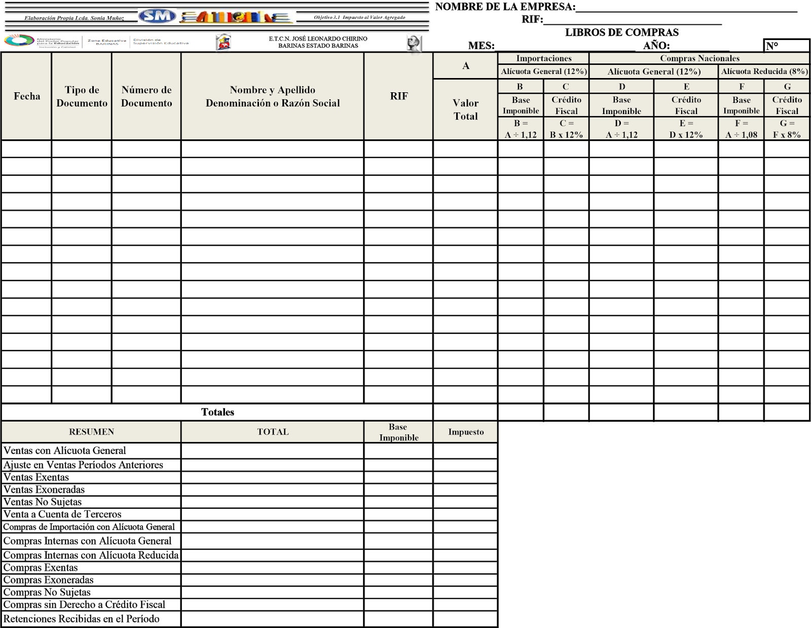 Formato De Libro De Compras