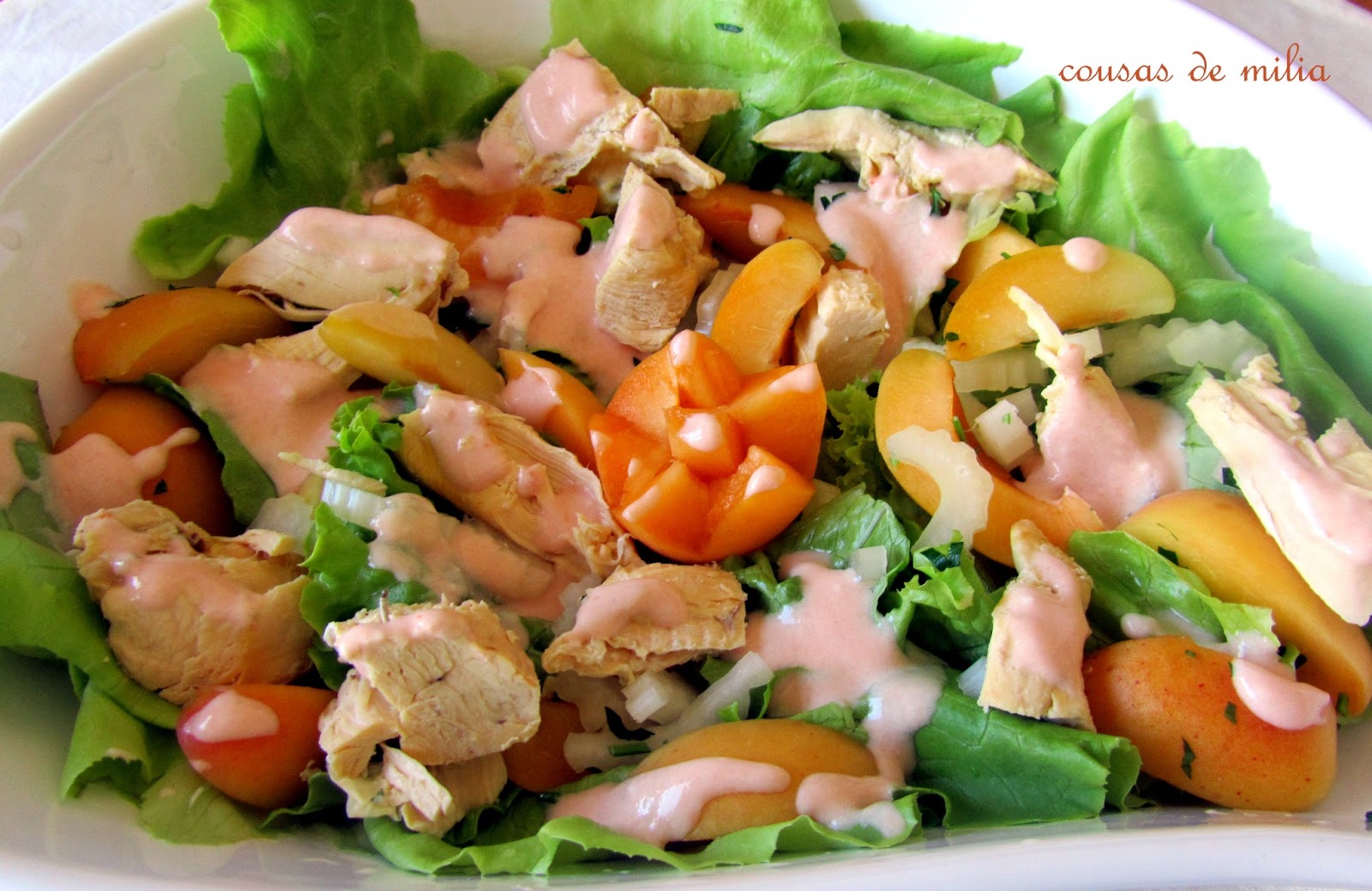 Ensalada de pollo y frutas