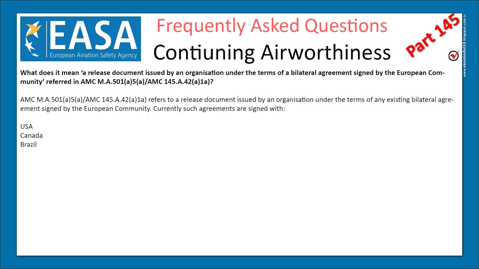 Aviation Legislation: EASA Part 145 Frequently Asked Questions