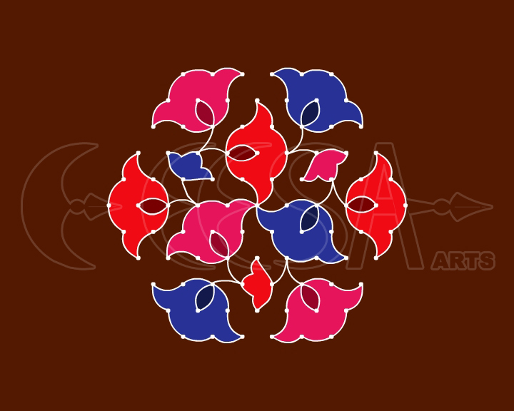 Rangoli: Muggu - 27 - Dots 11 x 6 - 6 - Ammamma Muggulu