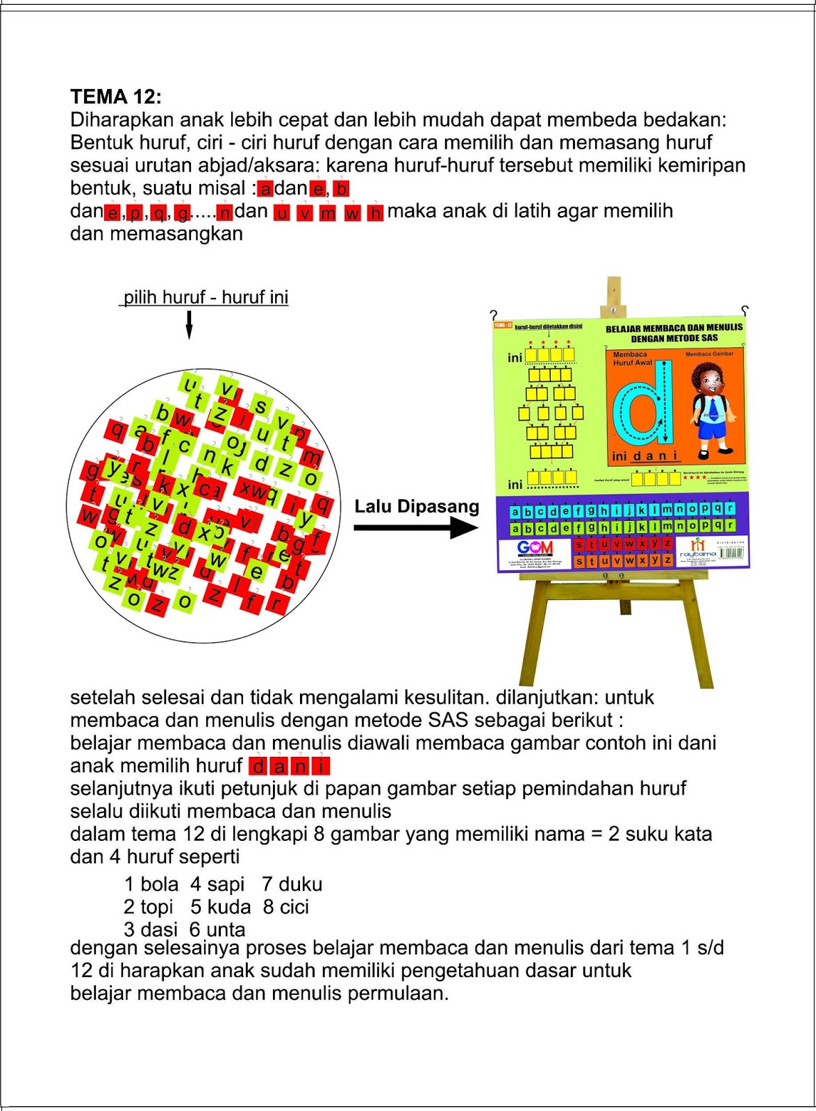 Alat Peraga Belajar Membaca ~ Metode SAS