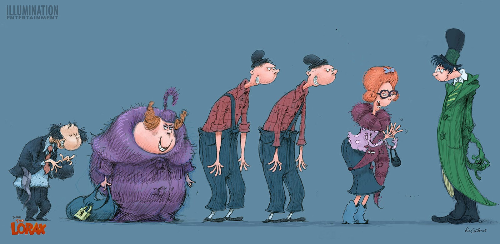 eric guillon: The Lorax, some sketches: the Onceler's family