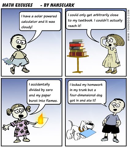Mathematics Homework Excuses - Cartoon Thursday - An Engineer's Aspect