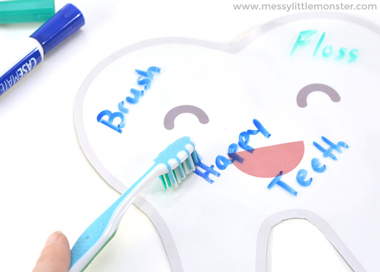 Dental tooth brushing activity for preschoolers - Messy Little Monster