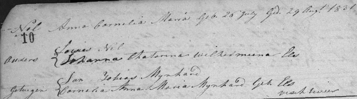 Familie-legkaart: f.5. Anna Cornelia Maria NEL, geb. 26/07/1831, ged ...