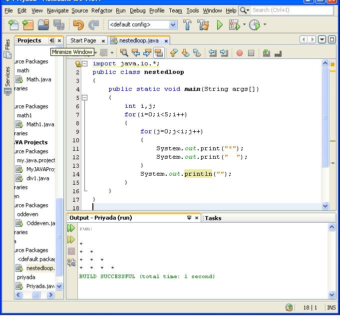 IGNOU: CJ-17: Program to print a pattern