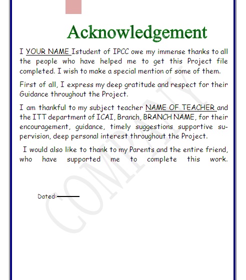 information technology training programme project sample: CA IPCC ITT ...