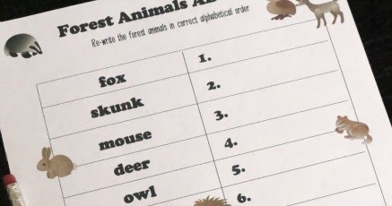 Forest Animals ABC Order Printable | School Time Snippets