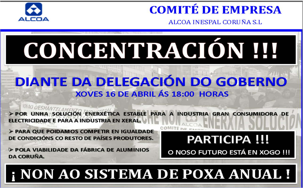 SECCION SINDICAL CC.OO ALCOA INESPAL. A CORUÑA: NOTICIAS VARIAS