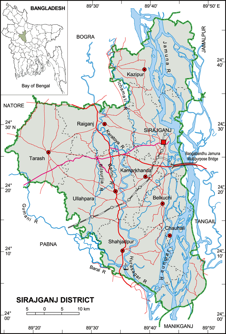 Maps of Bangladesh: Sirajganj District