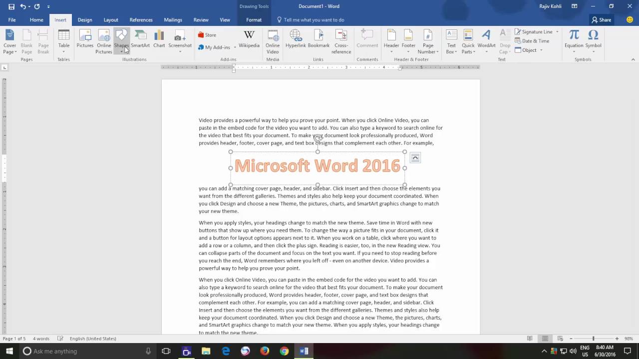 Microsoft: --> Microsoft Office Word