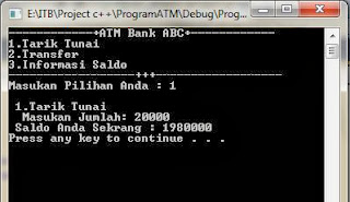 Membuat Program menu ATM sederhana Bahasa C | Combro API