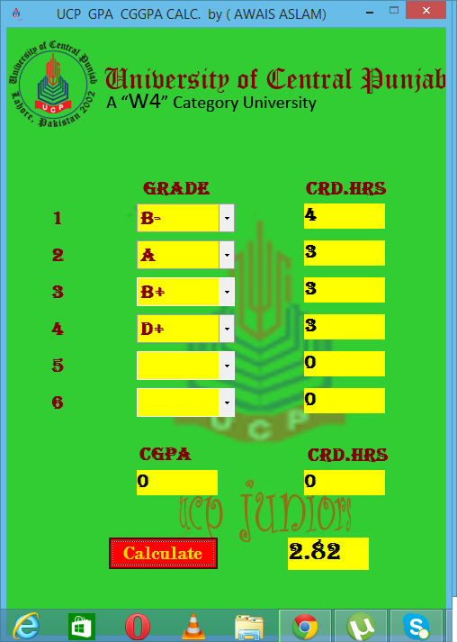 UCP JUNIOR'S: UCP CGPA CALCULATOR