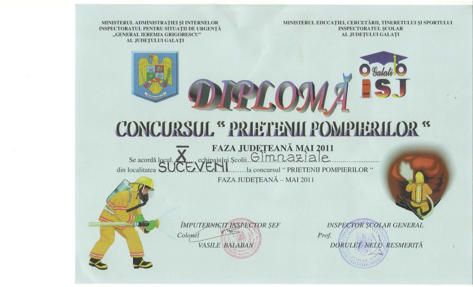 Blogul Scolii Gimnaziale Suceveni: Prietenii Pompierilor 2011