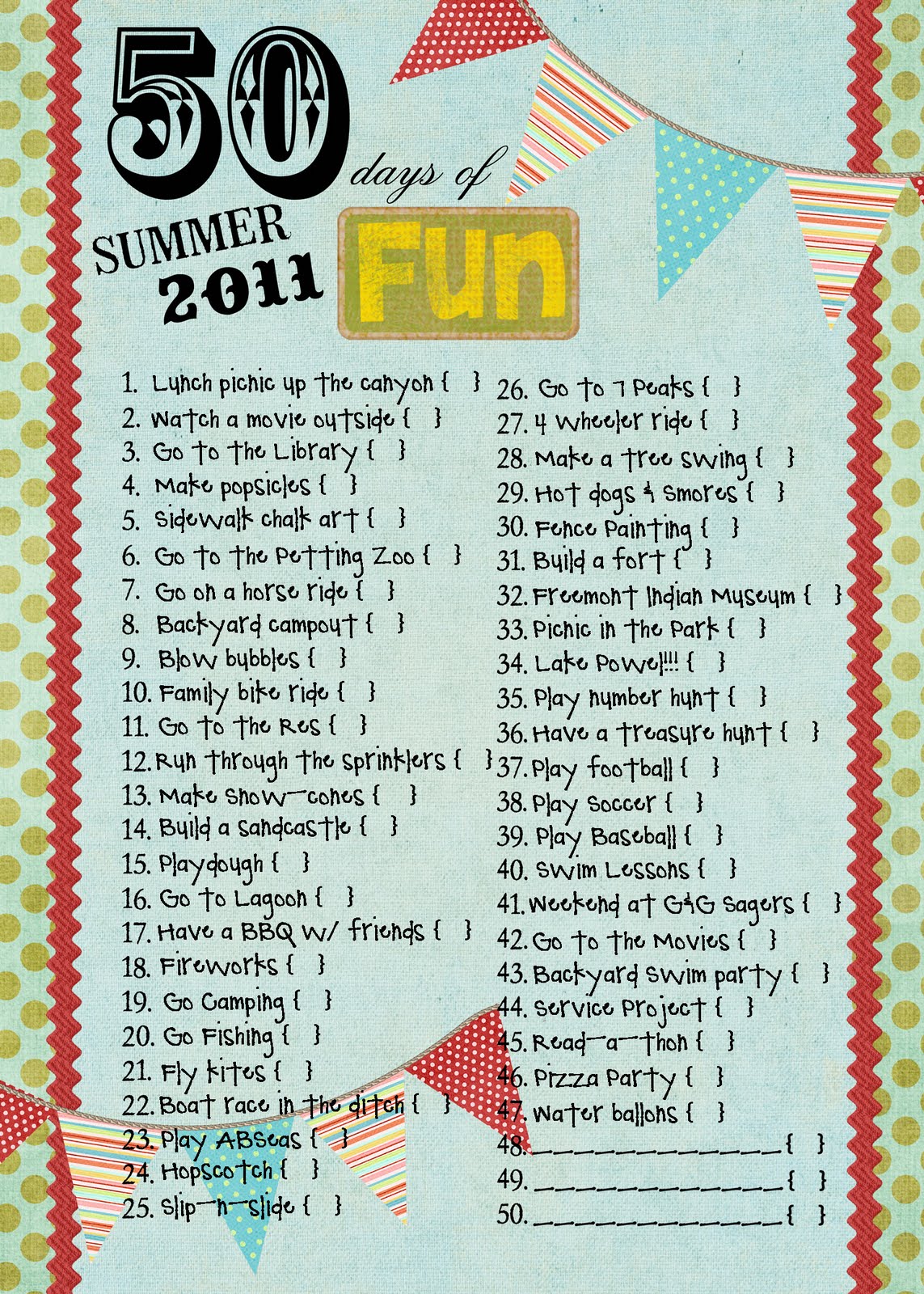 Sagers Family: Summer Fun Chart...