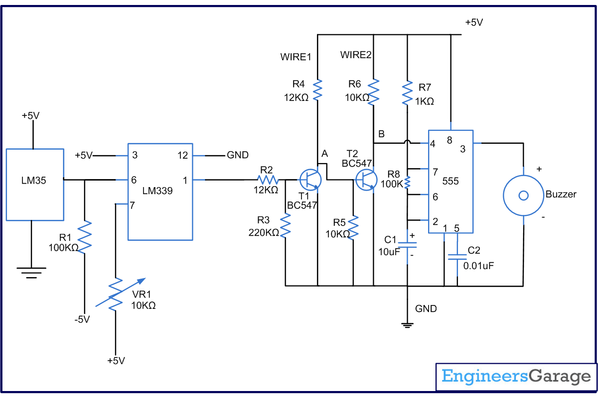 Rangkaian Alarm Kebakaran Dengan Sensor Suhu Ic Lm35 Gambar Rangkaian