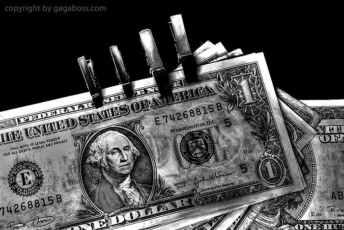 GagaBoss Studio: Banknotes of one American dollar in black and white ...