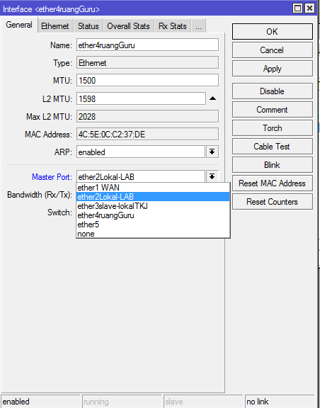 how to set a master port and a slave port | LOG-GIS
