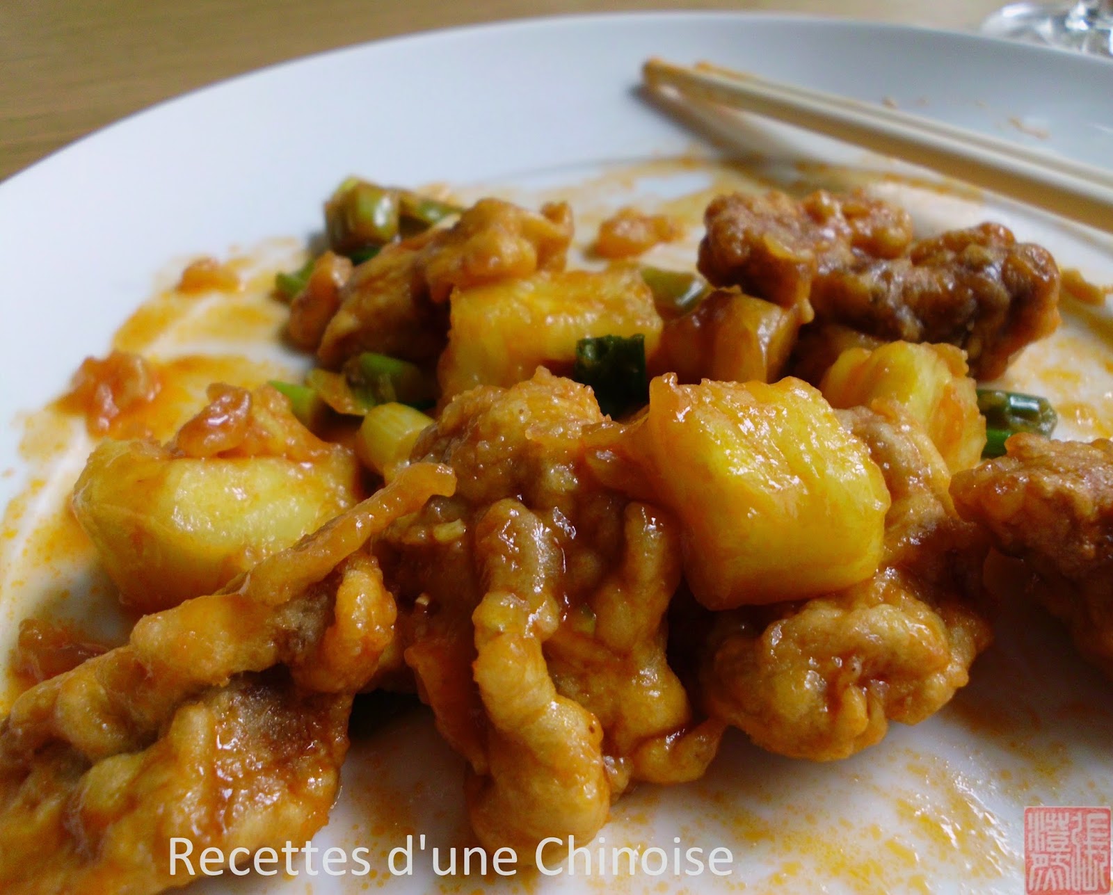 Recettes d'une Chinoise: Porc aigre-doux avec l'ananas 凤梨咕咾肉 fènglí ...