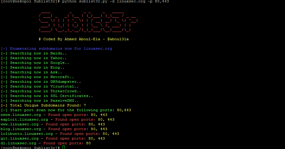 Subdomain Enumeration dengan Cepat menggunakan Sublist3r - LinuxSec