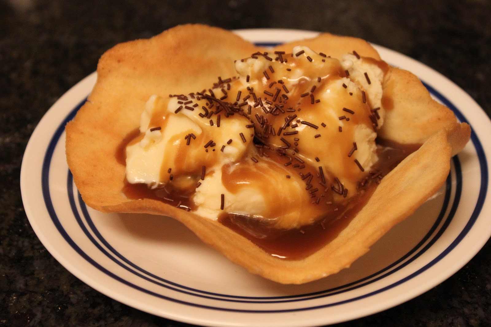 Megsiemay Makes: Butterscotch Sauce Sundae in an Almond Waffle Bowl