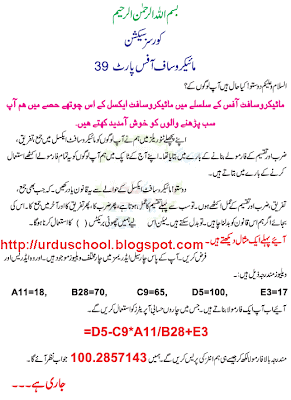 Learn Computer in Urdu, Computer Courses in Urdu: Excel formula use