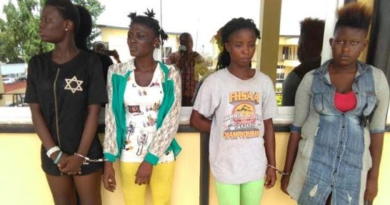 Photo: All female armed robbery gang arrested in Kumasi, Ghana