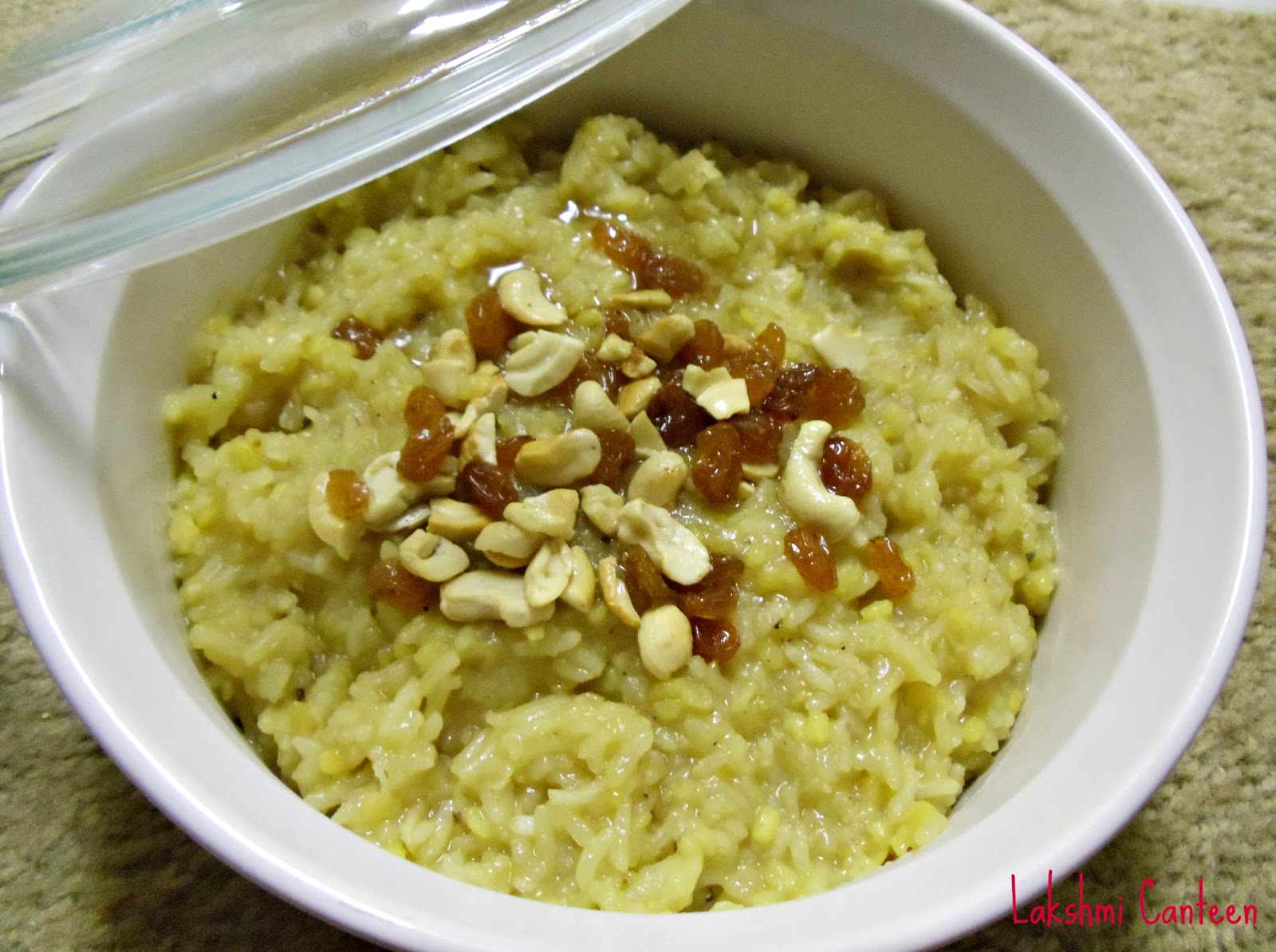 Lakshmi Canteen: Moogadali Khichidi (Rice- Lentil Pudding with Jaggery ...