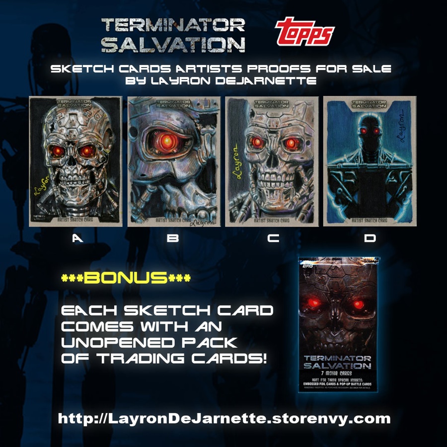DeJarnette Designs: FOR SALE! TERMINATOR Sketch Card + Free Card Pack $25!