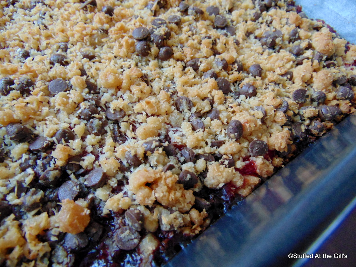 Raspberry Coconut Chocolate Chip Bars