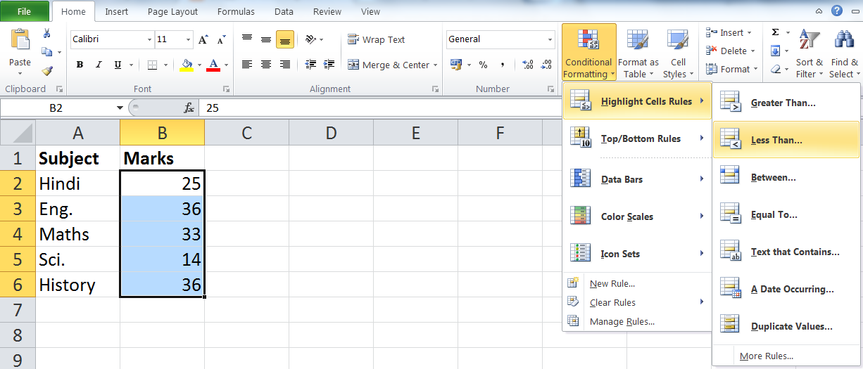 Advance Excel Conditional Formatting