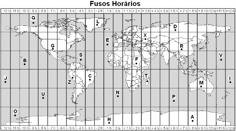 Geografia em Sala de Aula: Mapa Fusos Horários Mundo