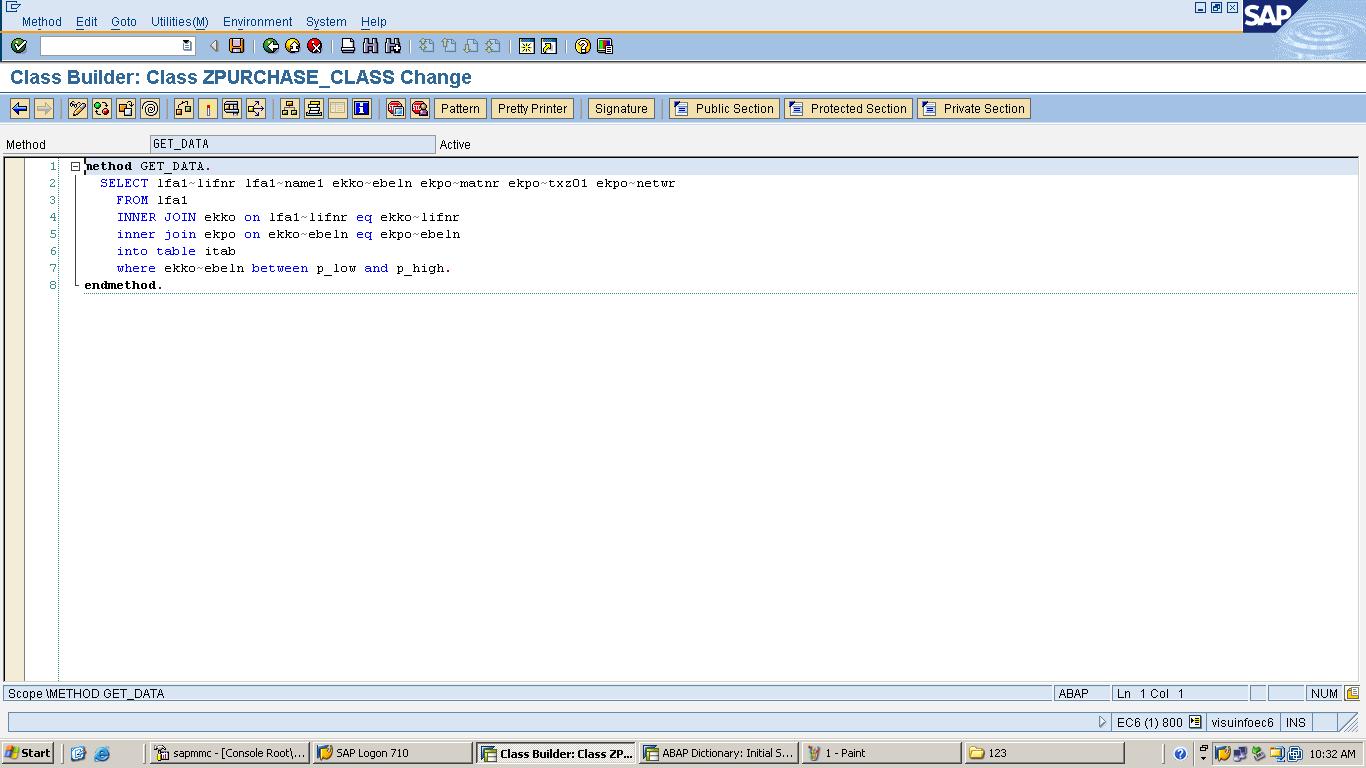 SAP-ABAP: Example for creating Global Class