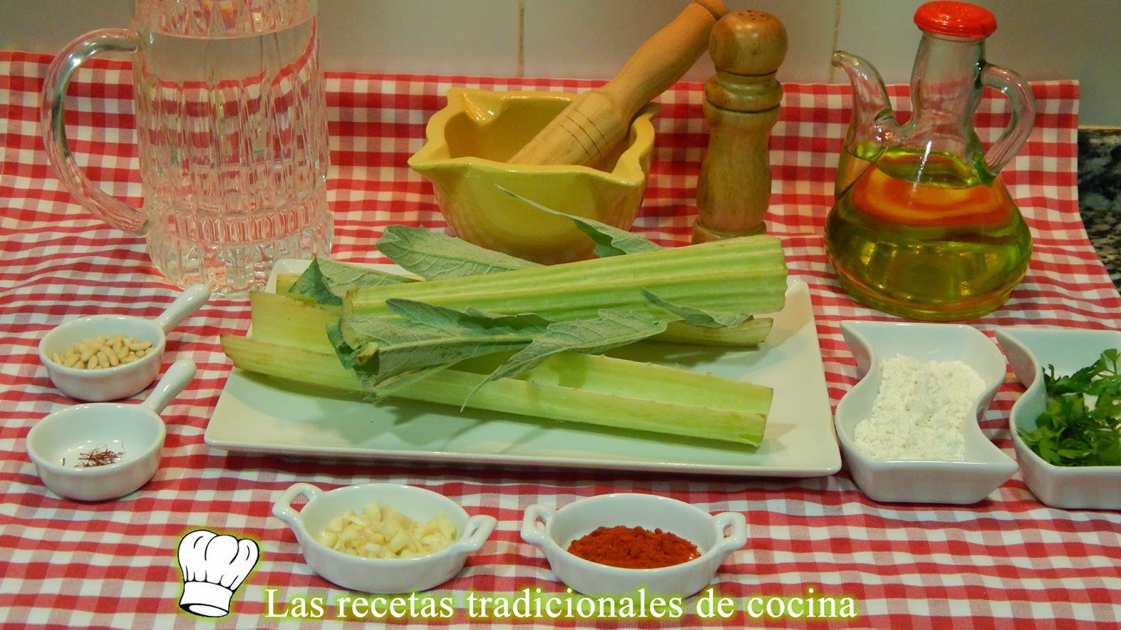 Receta de cardos en salsa de piñones