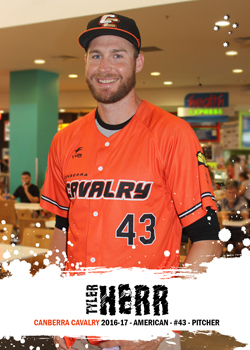 Australian Custom Baseball Cards: Tyler Herr - 2016-17 Canberra Cavalry
