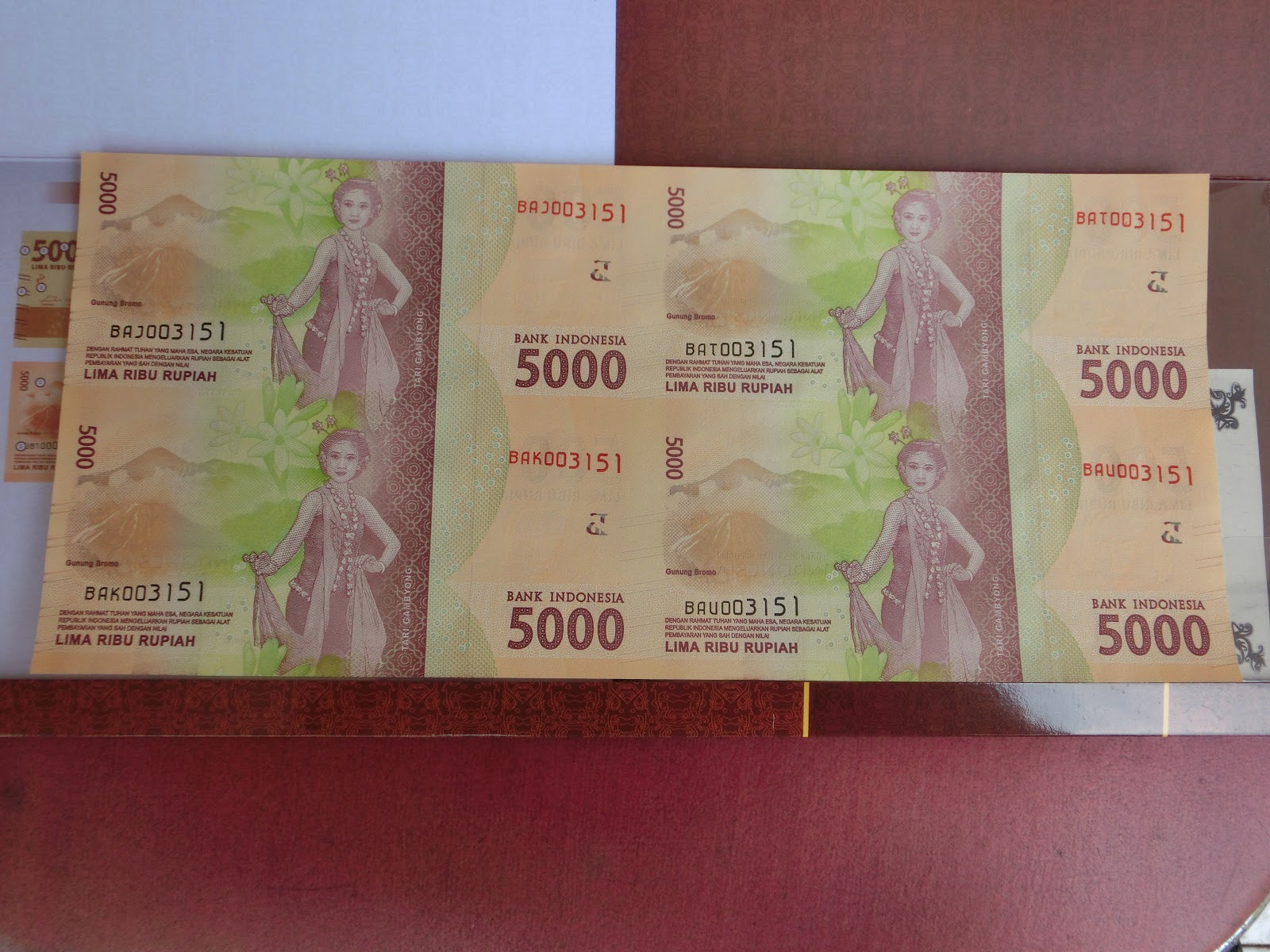 Sejarah Aset yg Berharga : UANG BERSAMBUNG 4 LEMBAR PECAHAN 5 RIBU "LANGKA"