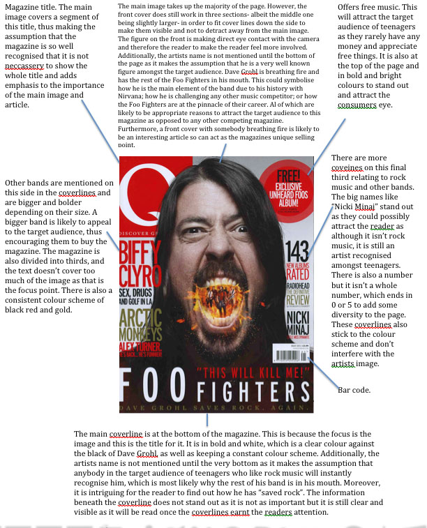 Harry Brickwood AS Media: Q magazine front cover analysis