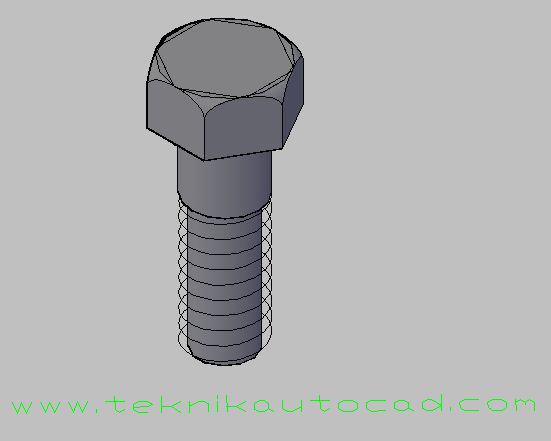 Cara menggambar baut di AutoCad ~ Tutorial AutoCad 3D