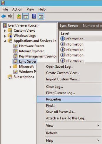 Unified Communications with Microsoft: Increase the size of Lync Server Log