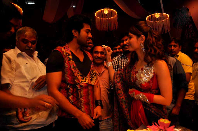 Ramcharan Celebrating His Birthday On Raccha Sets - Hot and Spicy