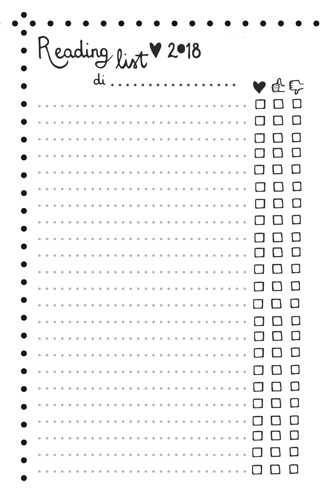 FIORI IN TESTA: Reading list free-printable