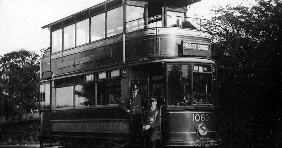 Tour Scotland: Old Photograph Tram Paisley Cross Scotland