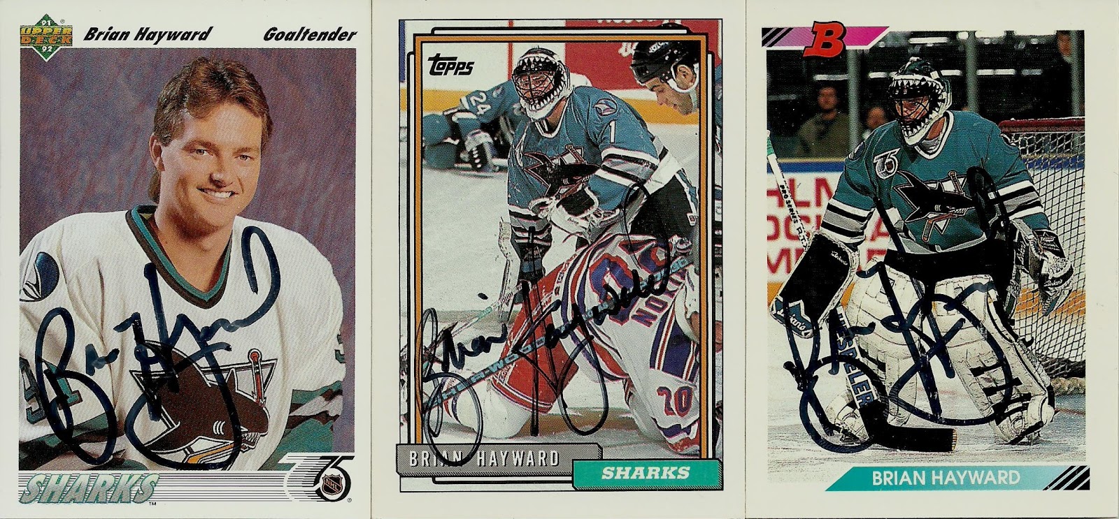 Hell's Valuable Collectibles: Brian Hayward: Three Signed Sharks Cards