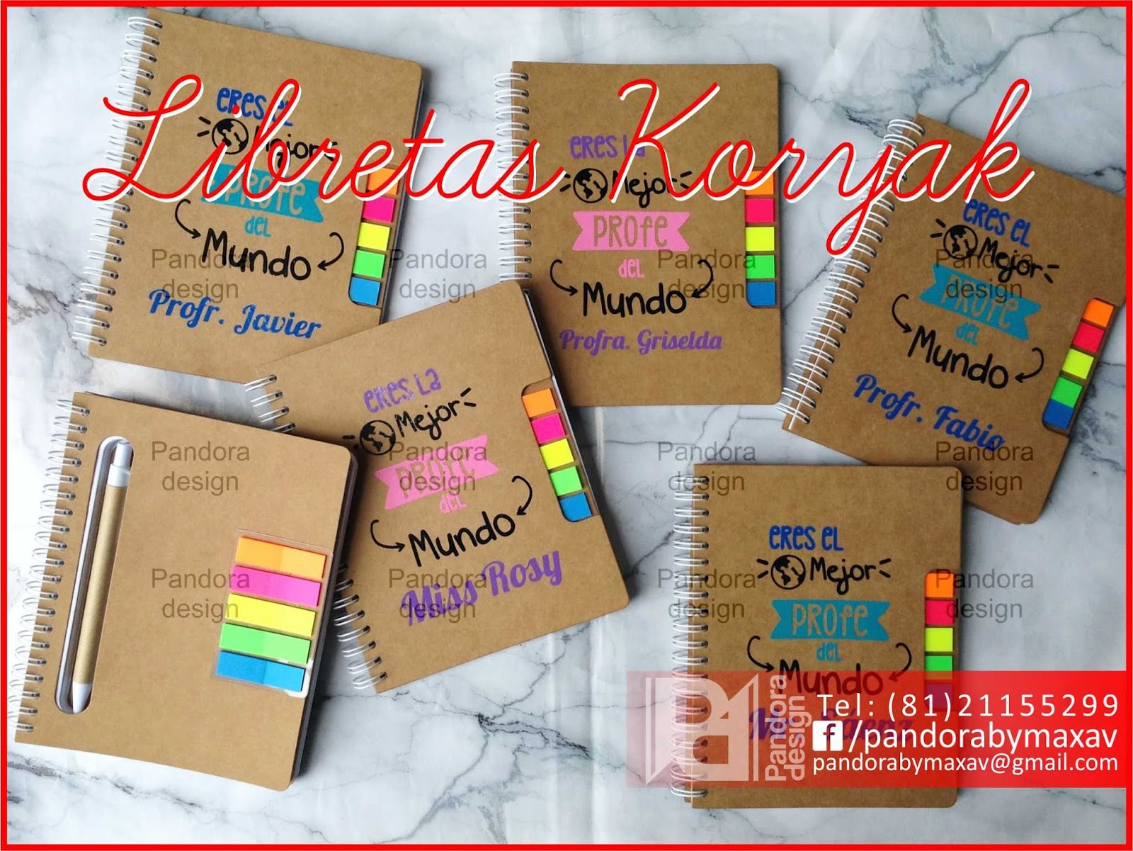 Libretas personalizadas para el dia del maestro | Pandora Design-Portafolio
