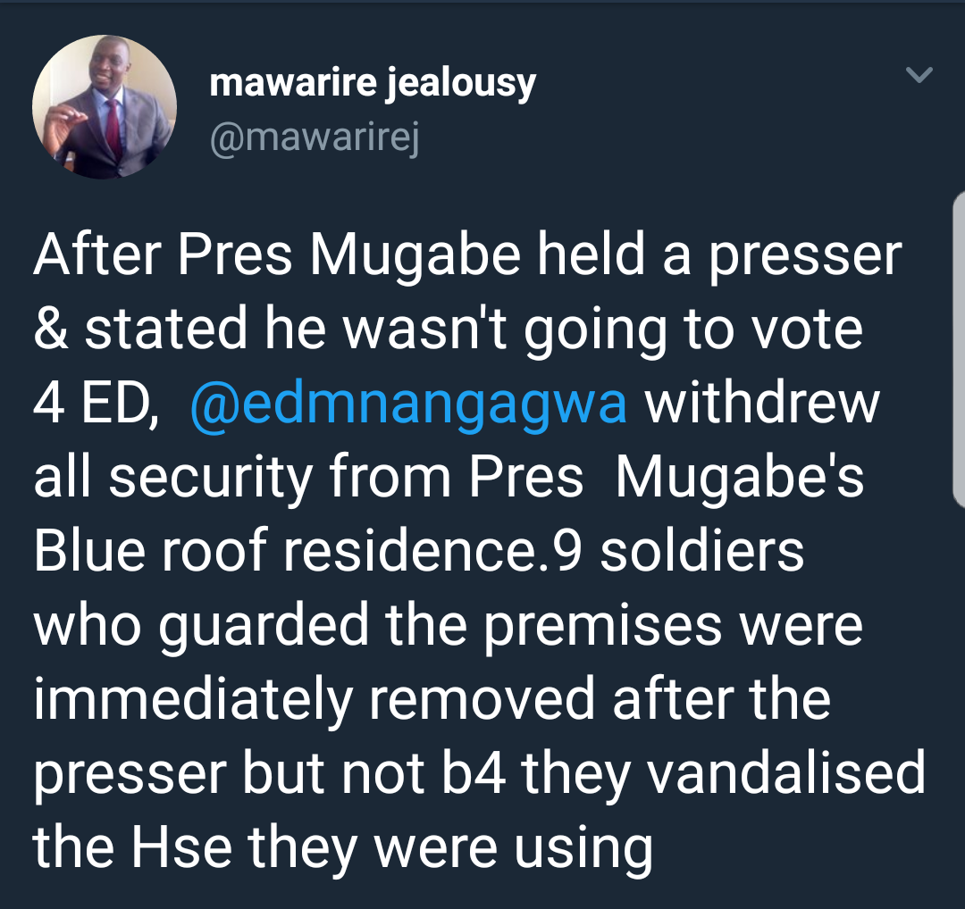 ED WITHDRAWS MUGABE SECURITY | Mafaro