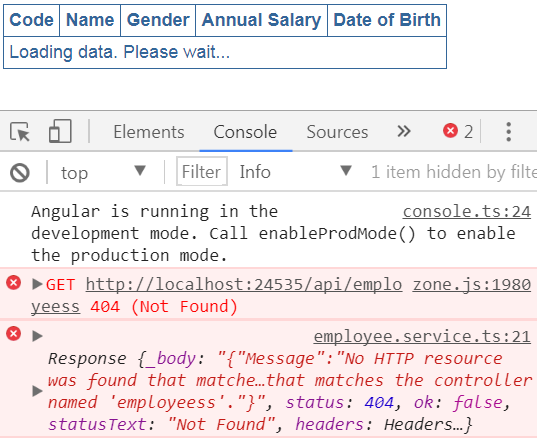 Sql server, .net and c# video tutorial: Angular 2 http error handling