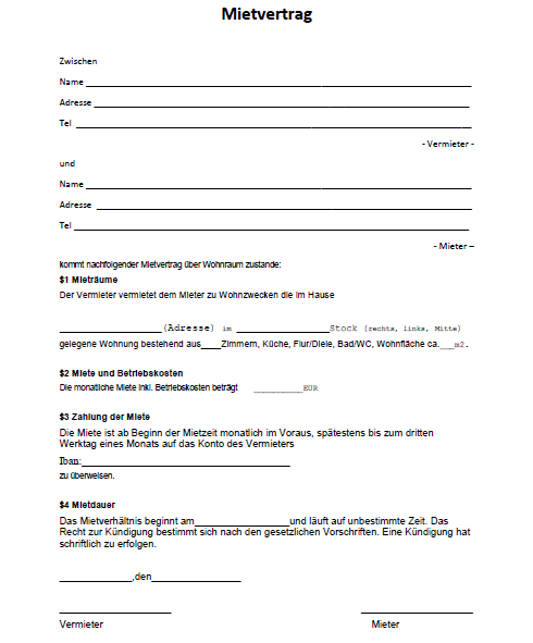 Mietvertrag download - Tipss und Vorlagen
