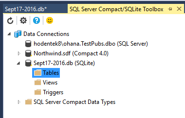 HodentekMSSS: Building up a table in SQLite using Visual Studio 2015