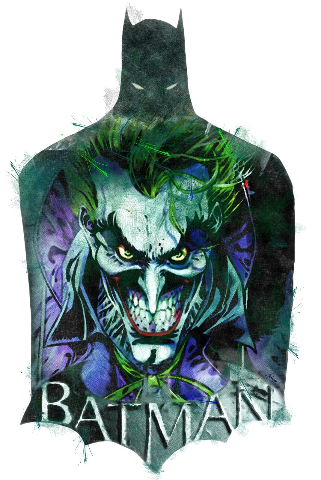 Sempre fazendo arte.: BATMAN - Técnica lápis colorido e aquarela.